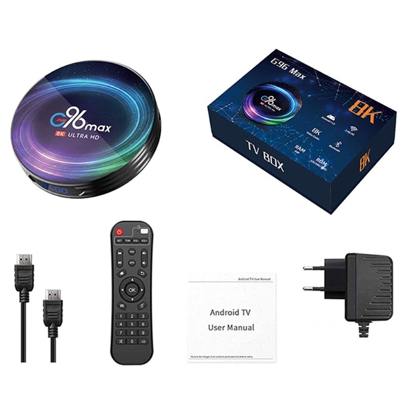 TV Box Android 11 G96 Max 8K Ultra HD com Bluetooth - 4GB/128GB