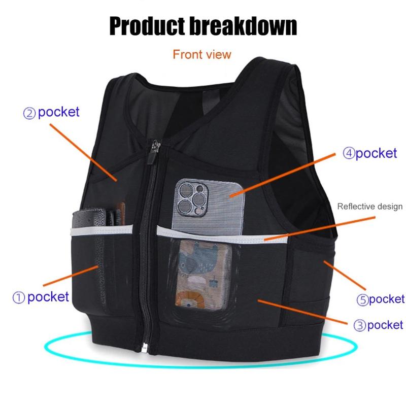 Colete de corrida com bolsos e linhas reflectoras - Tamanho grande