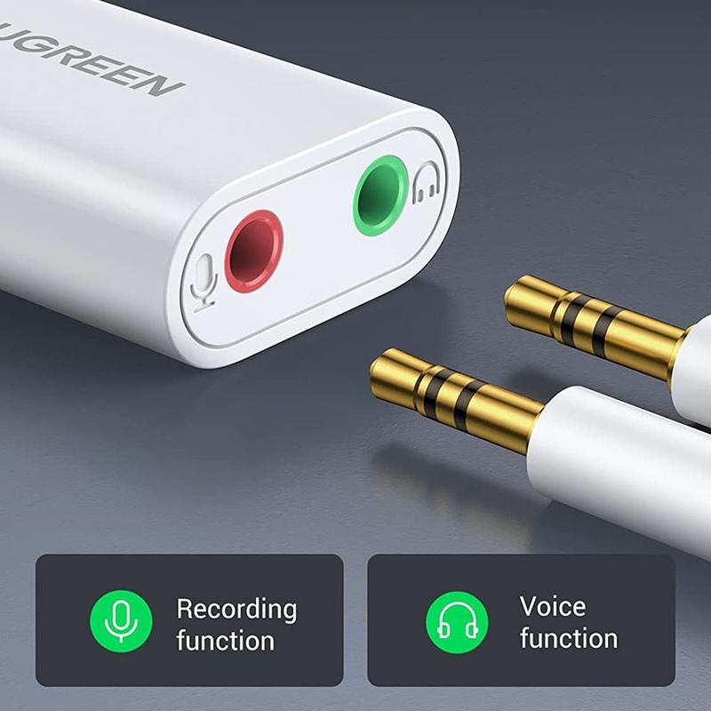 UGREEN 30724 Adaptador áudio USB Placa de som áudio estéreo externa com ...