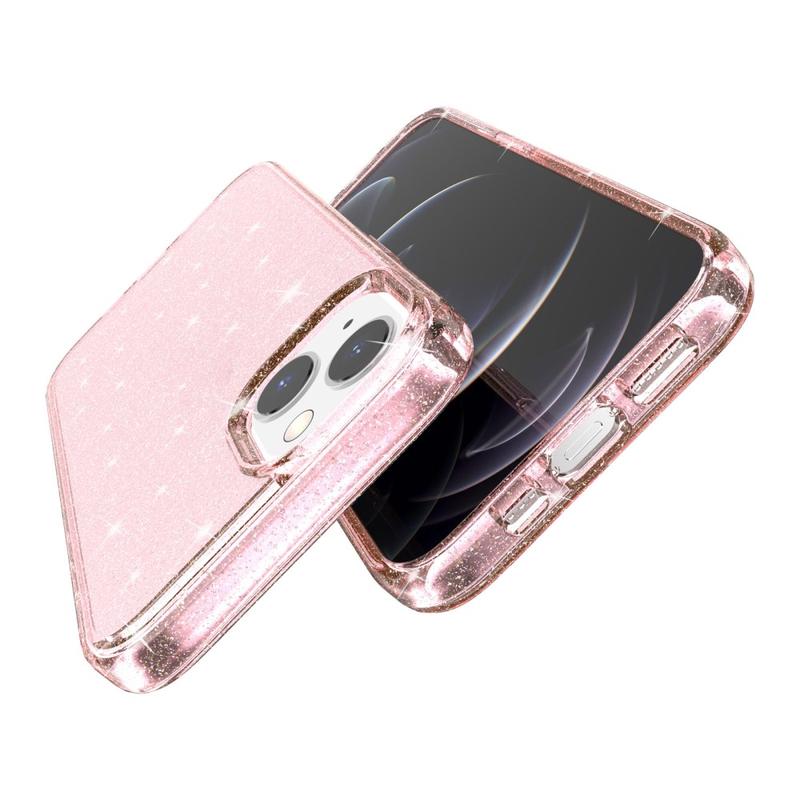 Capa Híbrida Stylish Glitter Series para iPhone 15 - Cor-de-Rosa